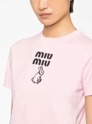 miu miu ダメージ加工 Tシャツ miu-miu-mushroom-letter-